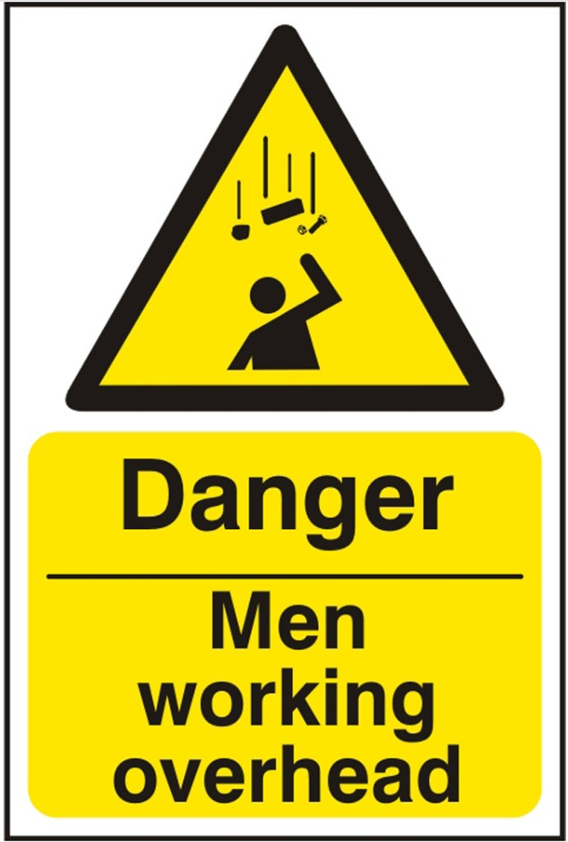 Beeswift Danger Men Working Overhead Safety Sign 200x300mm | Glovesnstuff